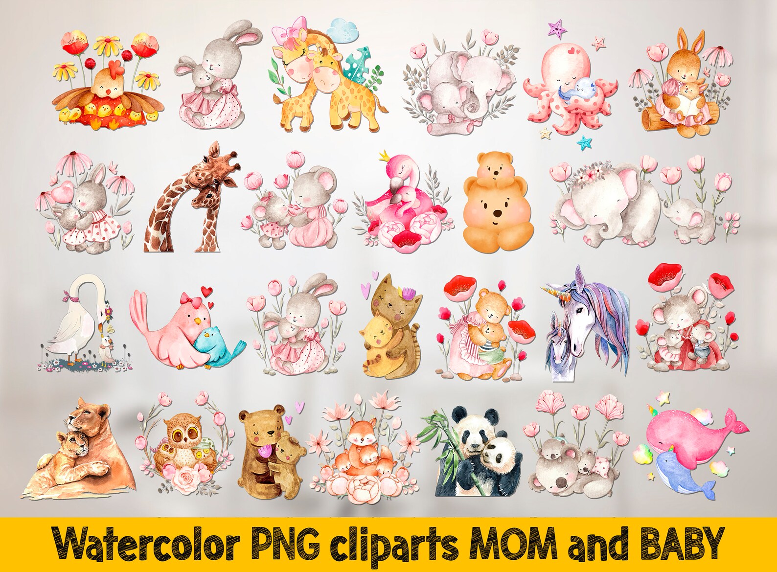 Watercolor Clipart Png Files for Sublimation for Mothers Day ...
