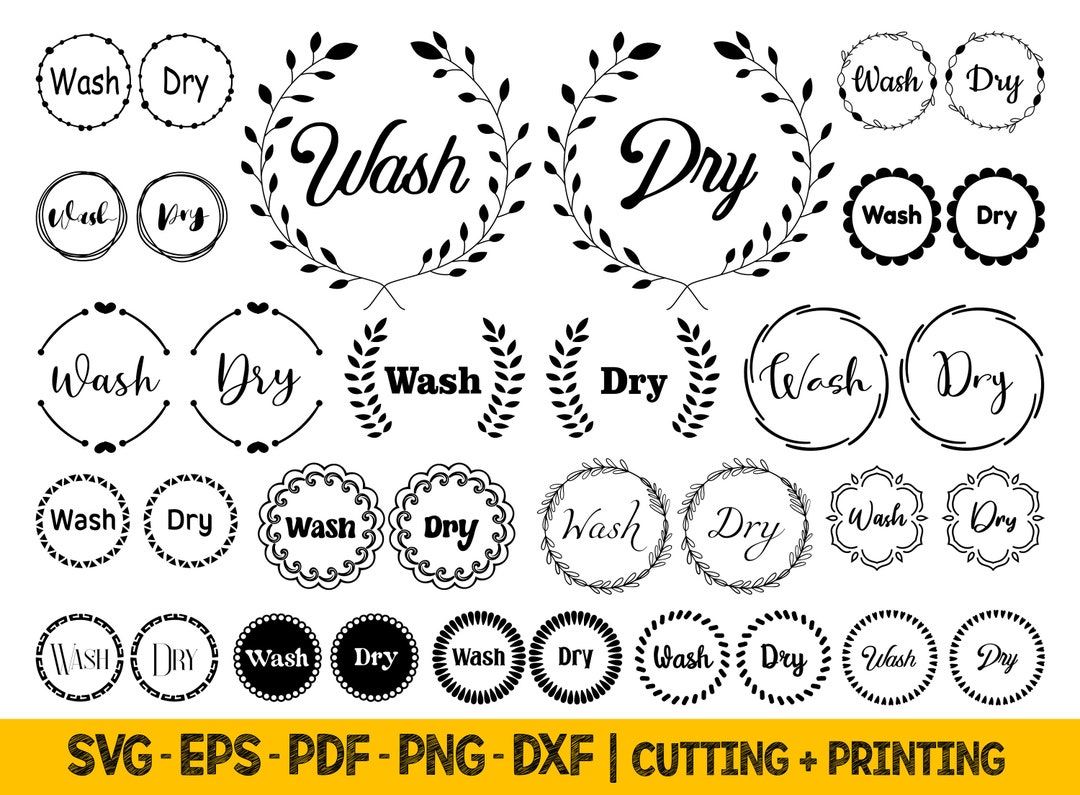 Laundry Room Decor Svg Files for Cricut, Wash and Dry Decals in Circle ...