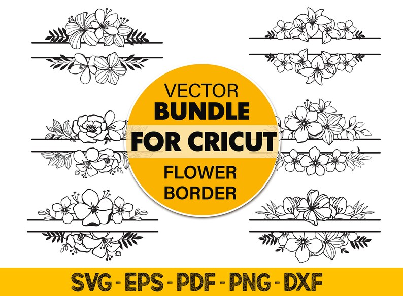 Flower Border Svg Cut Files, Split Floral Border Svg Files for Cricut ...