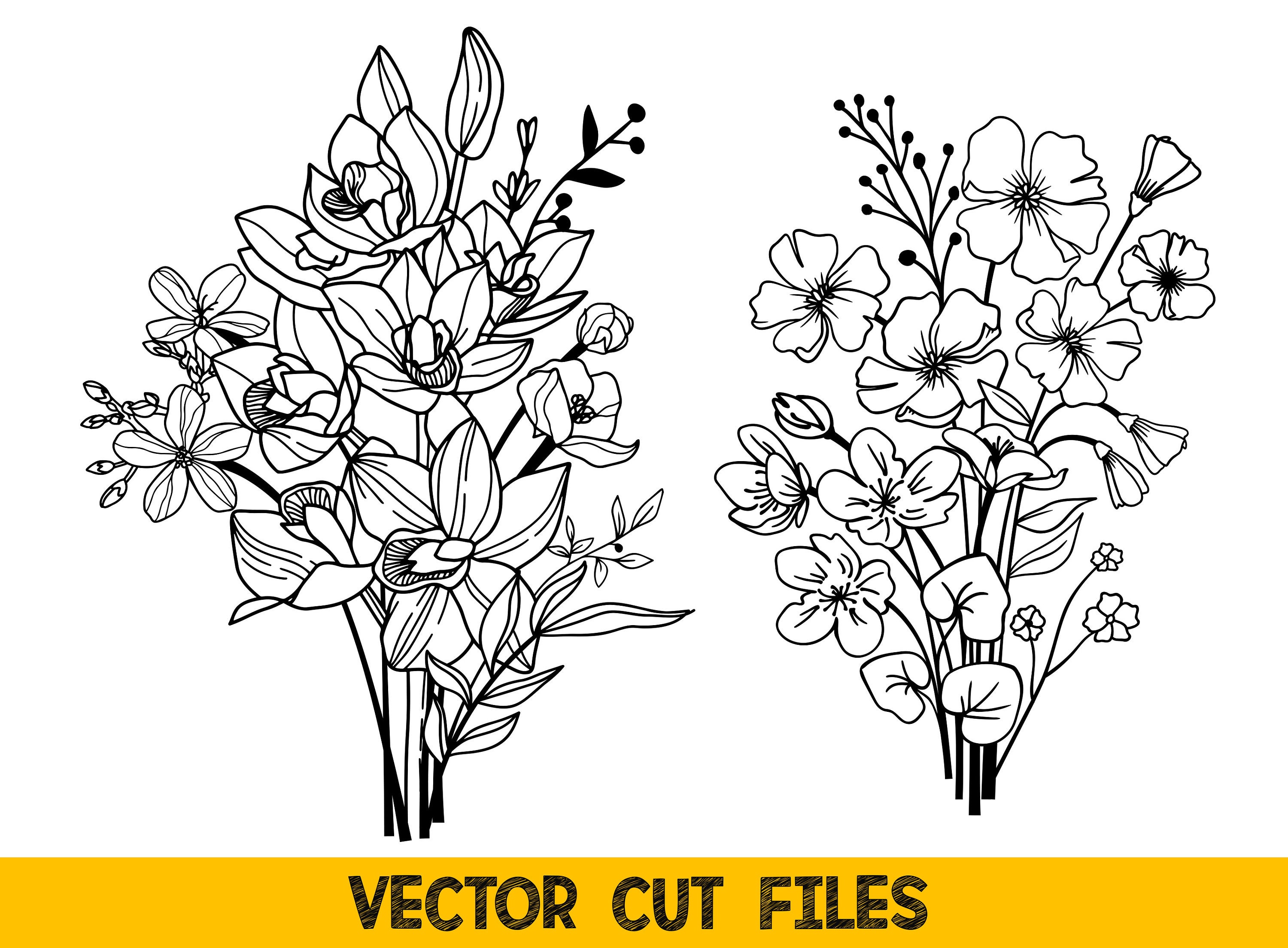 Wildflower Svg Files, Flower Bouquet Svg Files, Floral Svg Files for ...