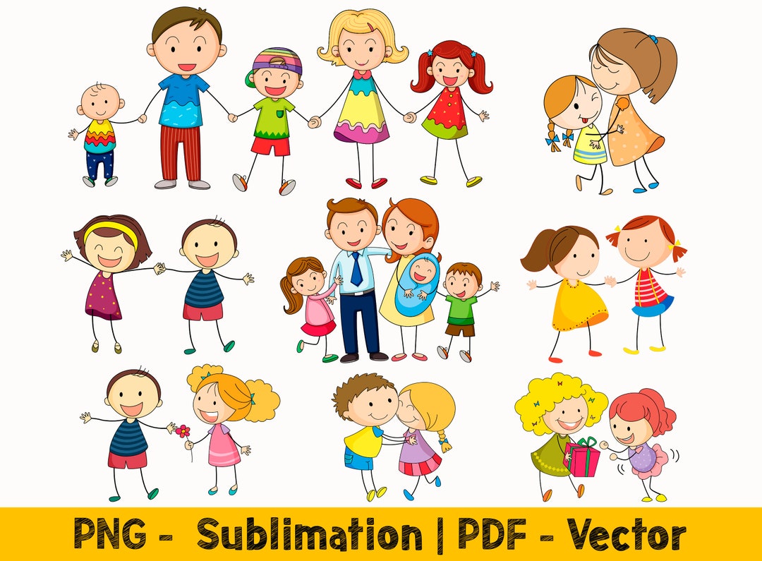 Kids Clipart Png Bundle Template Pdf, Family Png Files for Sublimation ...