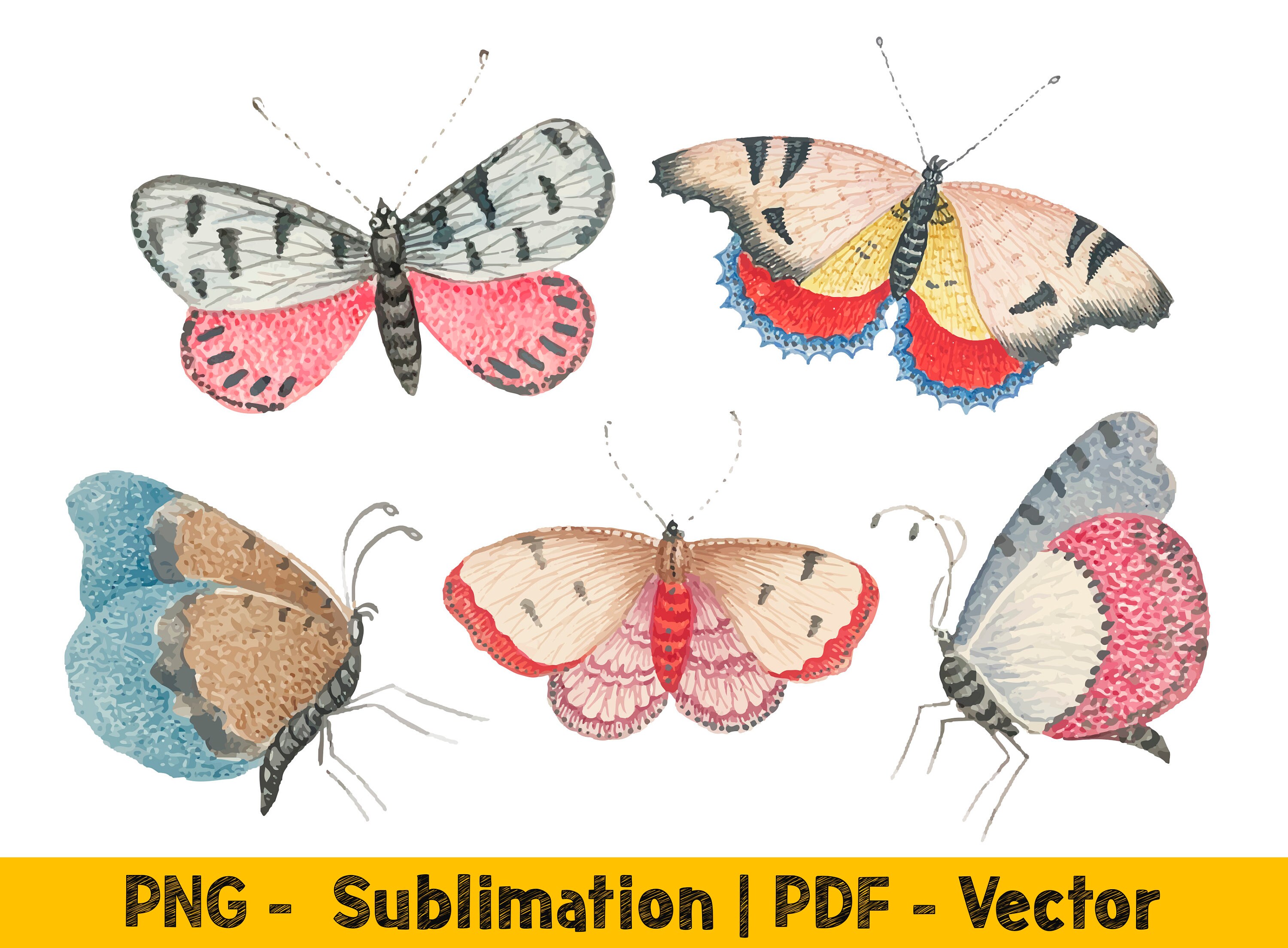 Watercolor Butterfly Clipart Vintage Butterflies Png Vintage - Etsy
