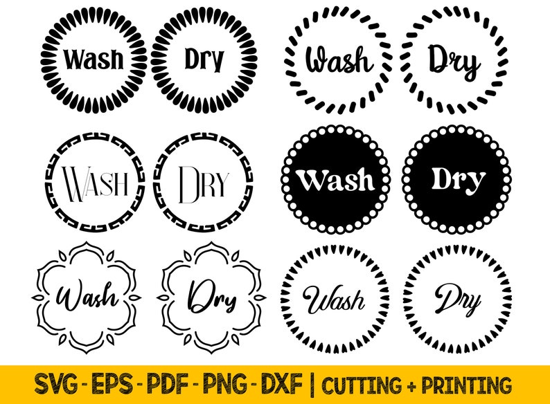 Laundry Room Decor Svg Files for Cricut, Wash and Dry Decals in Circle ...