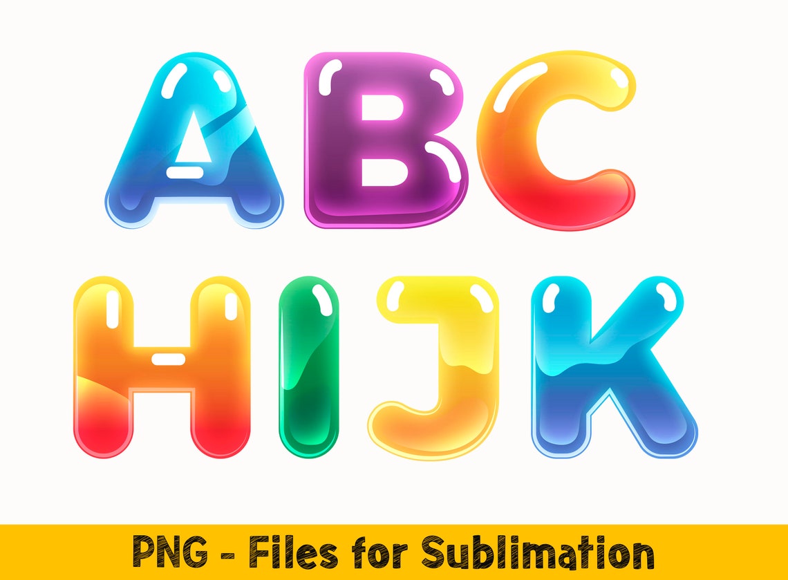 Colorful Alphabet Png Bundle, Doodle Letters Png Files, Colorful Font ...