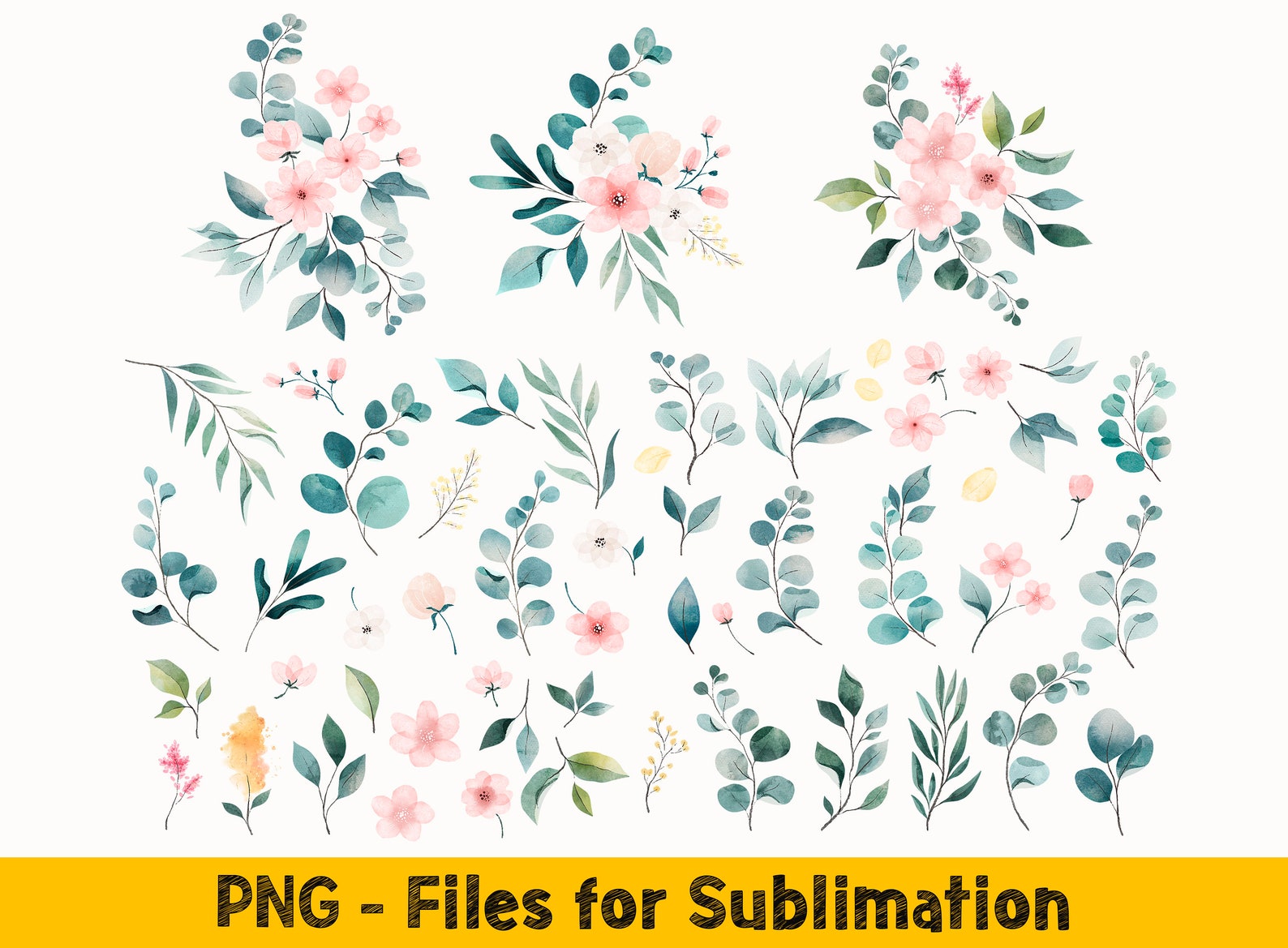 Watercolor Flowers Png Files for Sublimation Retro Png Floral - Etsy