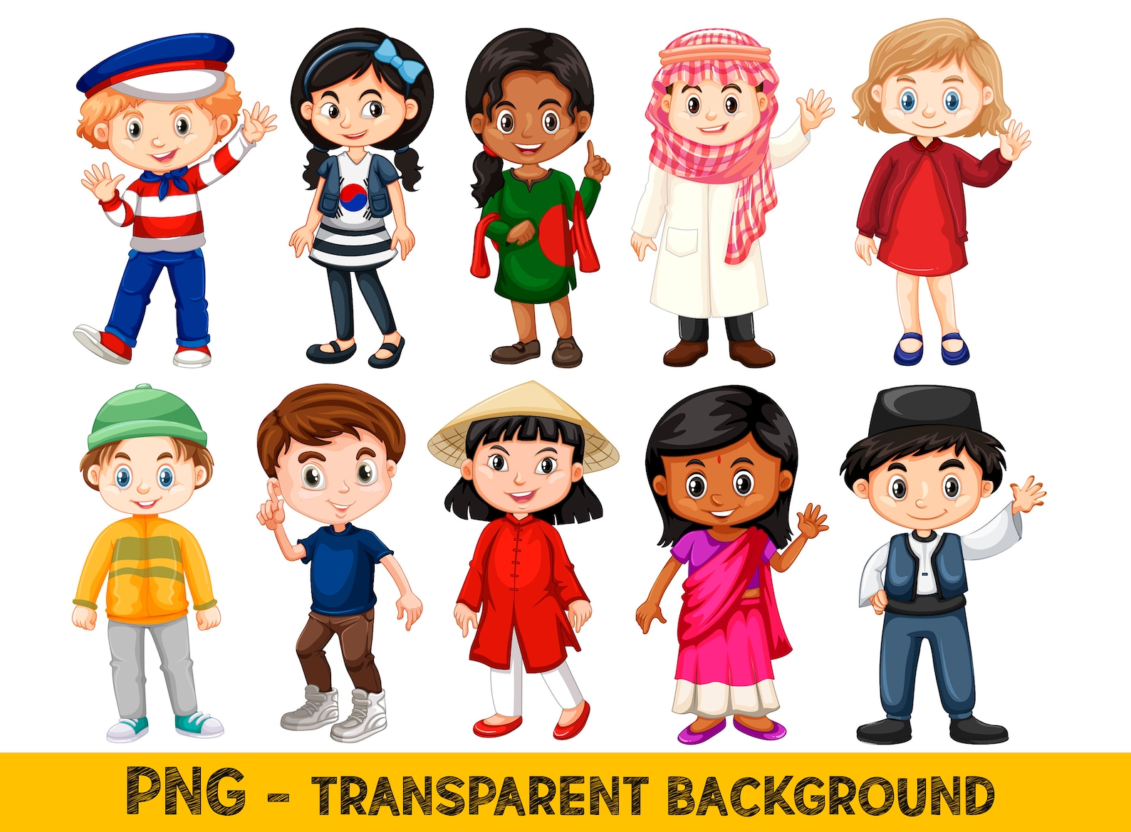 Kids Clipart Png Designs, Children Clipart Png Files, Multicultural ...