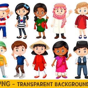 Kids Clipart Png Designs, Children Clipart Png Files, Multicultural ...