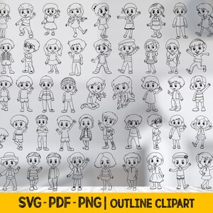 Coloring Kids Clipart Png, Hand Drawn Coloring Page, Kids Svg Outline ...
