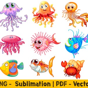 Sea Creature Clipart Bundle, Under the Sea Png, Mermaid Clipart Png ...
