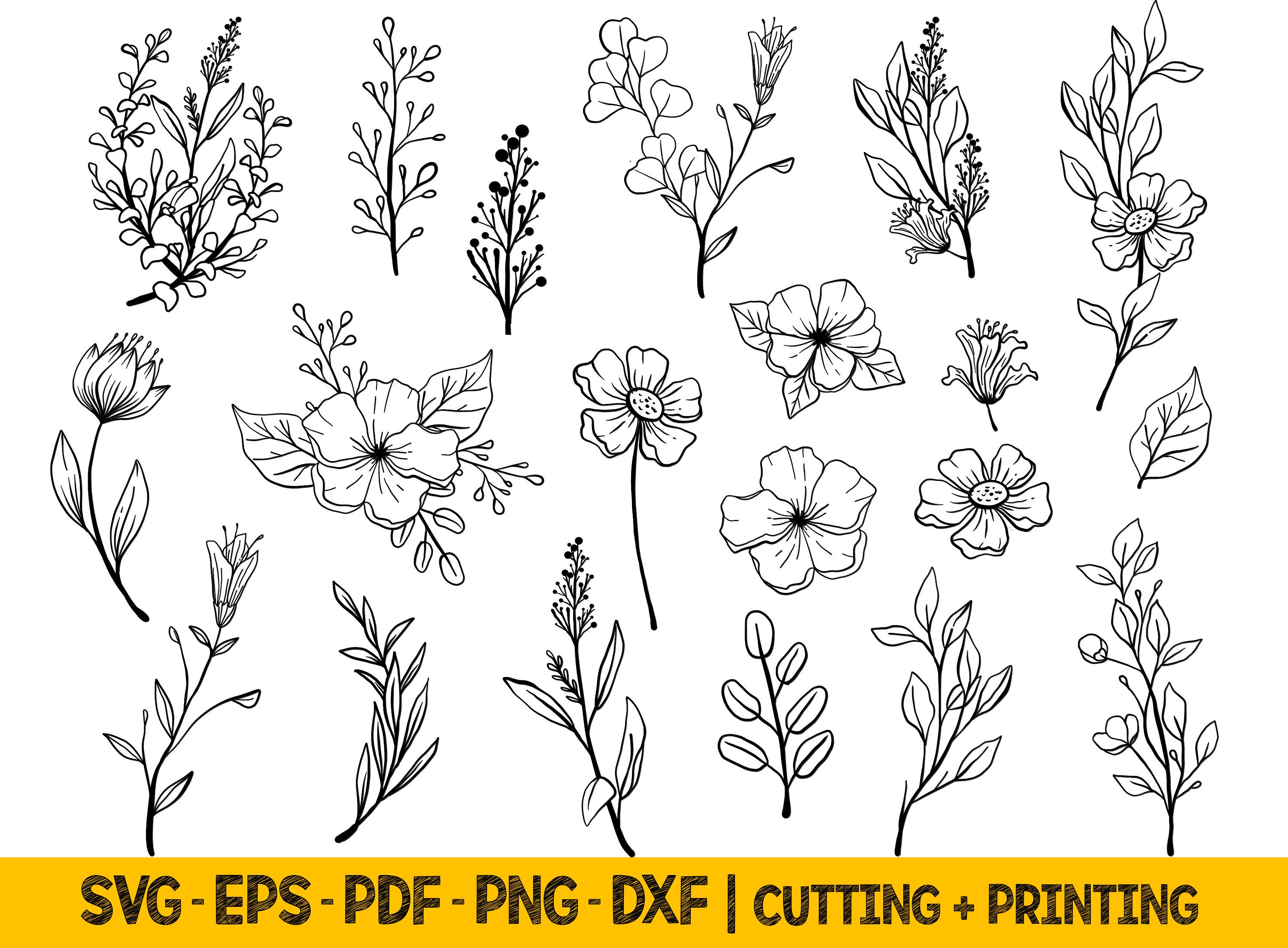 Flower Svg Bundle, Flower Png Svg Files for Cricut, Floral Svg Laser ...