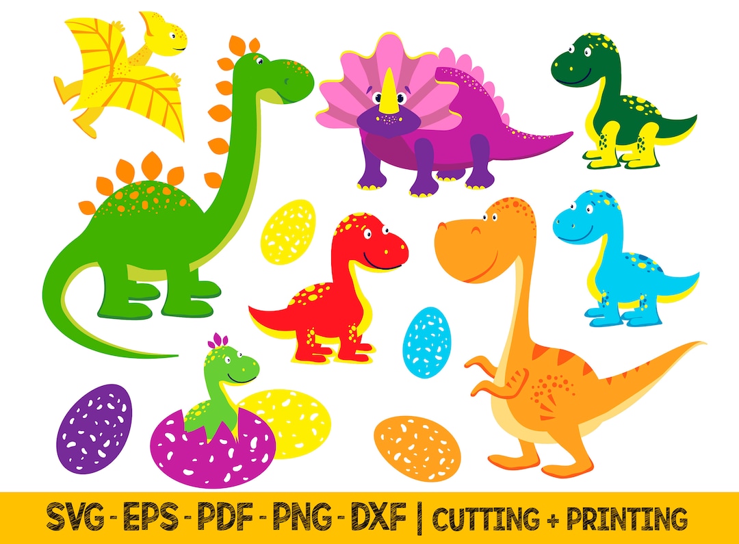 Cute Dinosaur Clipart Layered Svg Designs, Cute Dino Svg Files for ...