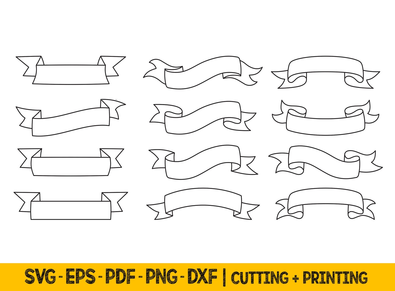 Banner SVG Cut Files: Ribbon Template Bundle (digital Download) - Etsy