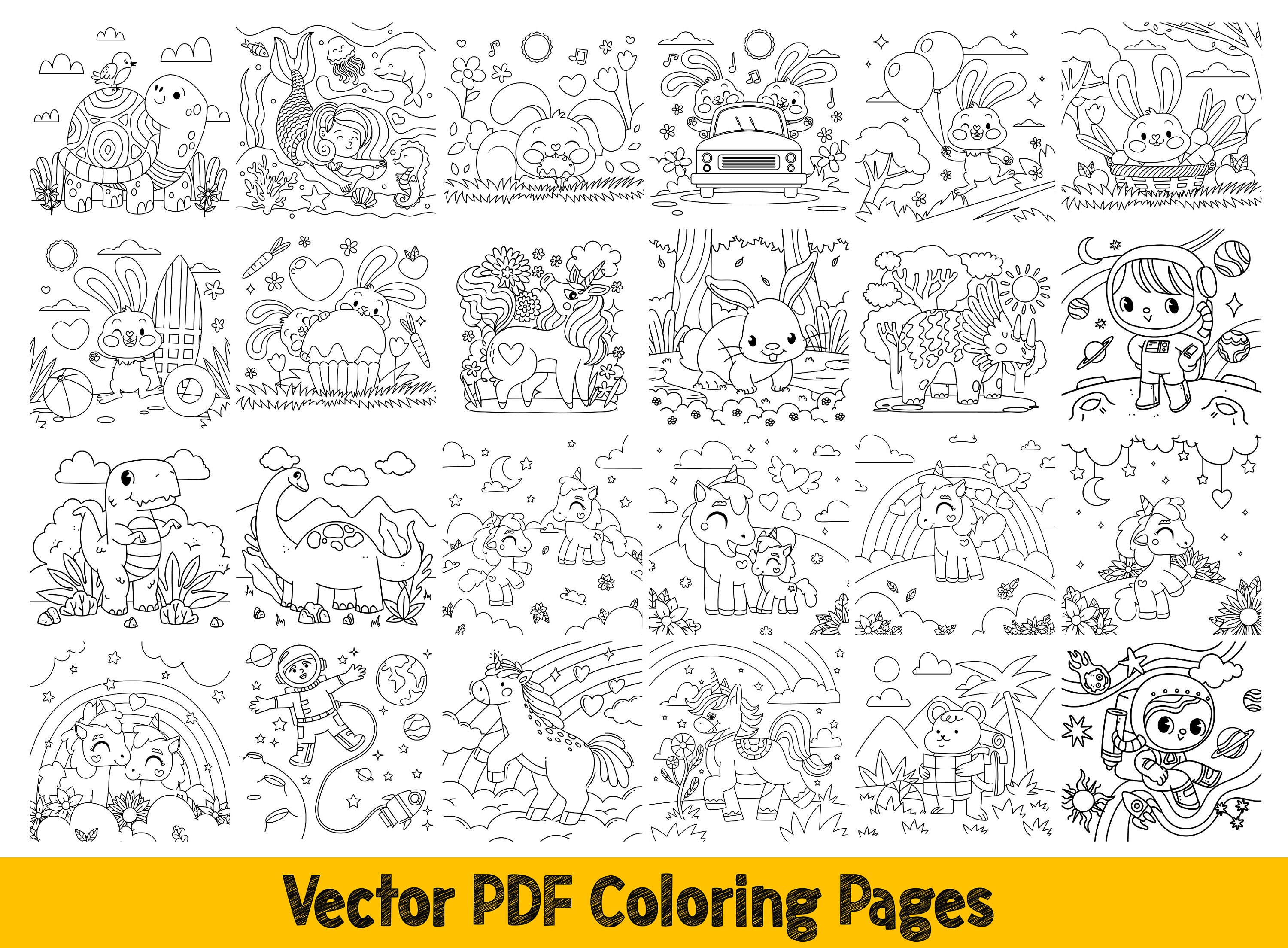 Coloring Pages for Kids Printable, Digital Coloring Book Pdf, Coloring ...