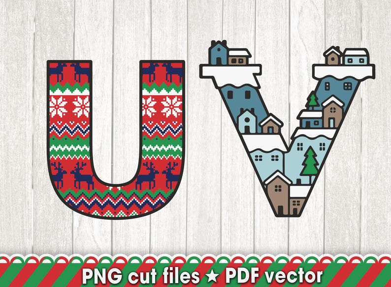 Christmas Alphabet Png Clipart Bundle, Sublimation Letters Set, Holiday ...