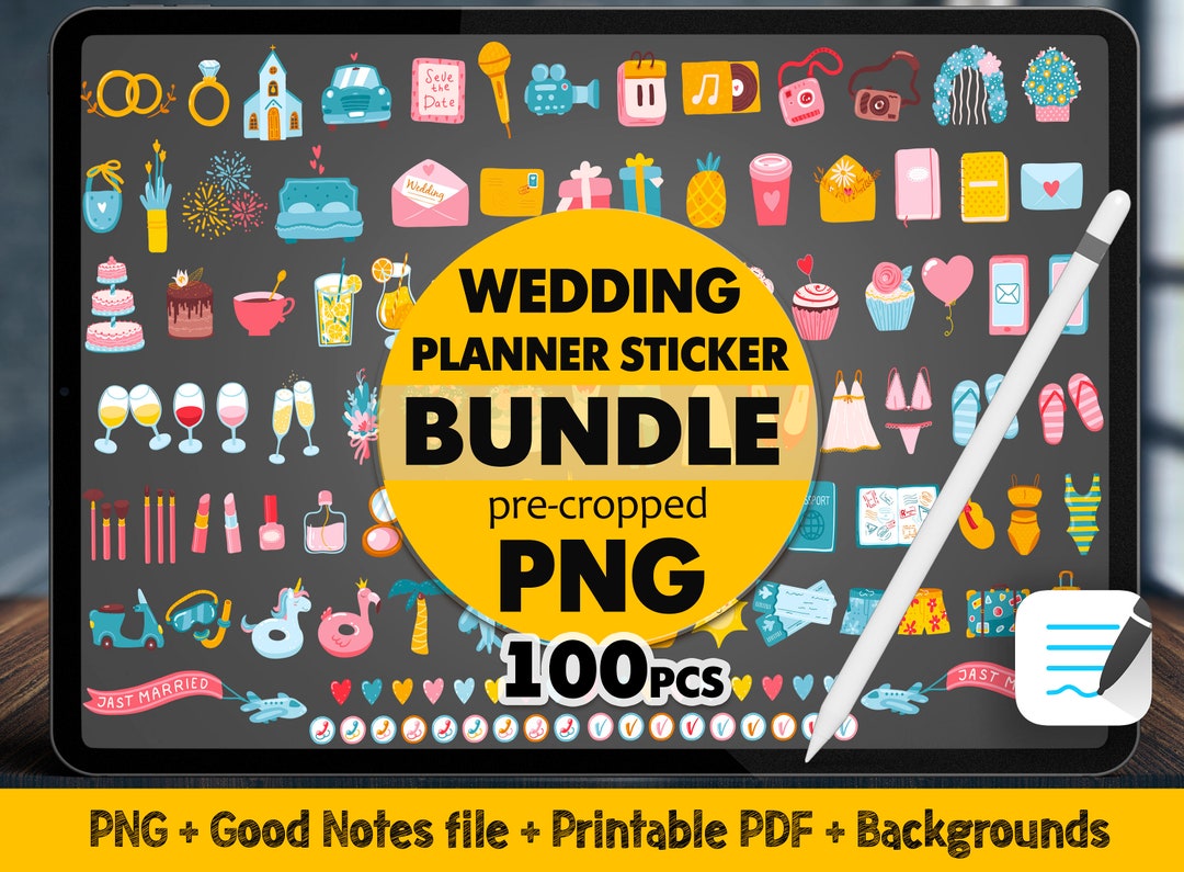 Digital Wedding Stickers Bundle, Digital Planner Stickers Kit for iPad ...