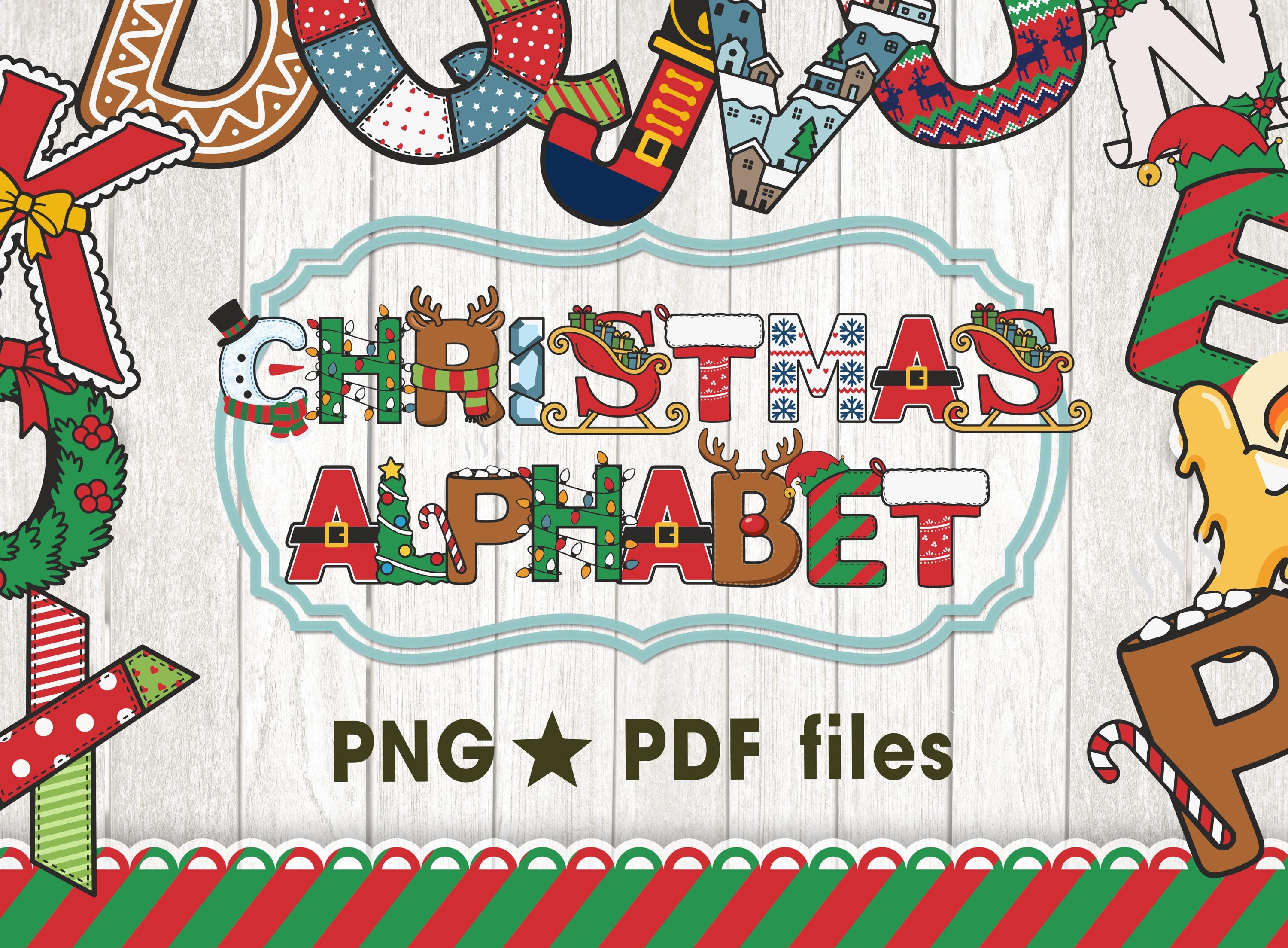 Christmas Alphabet Png Clipart Bundle, Sublimation Letters Set, Holiday ...