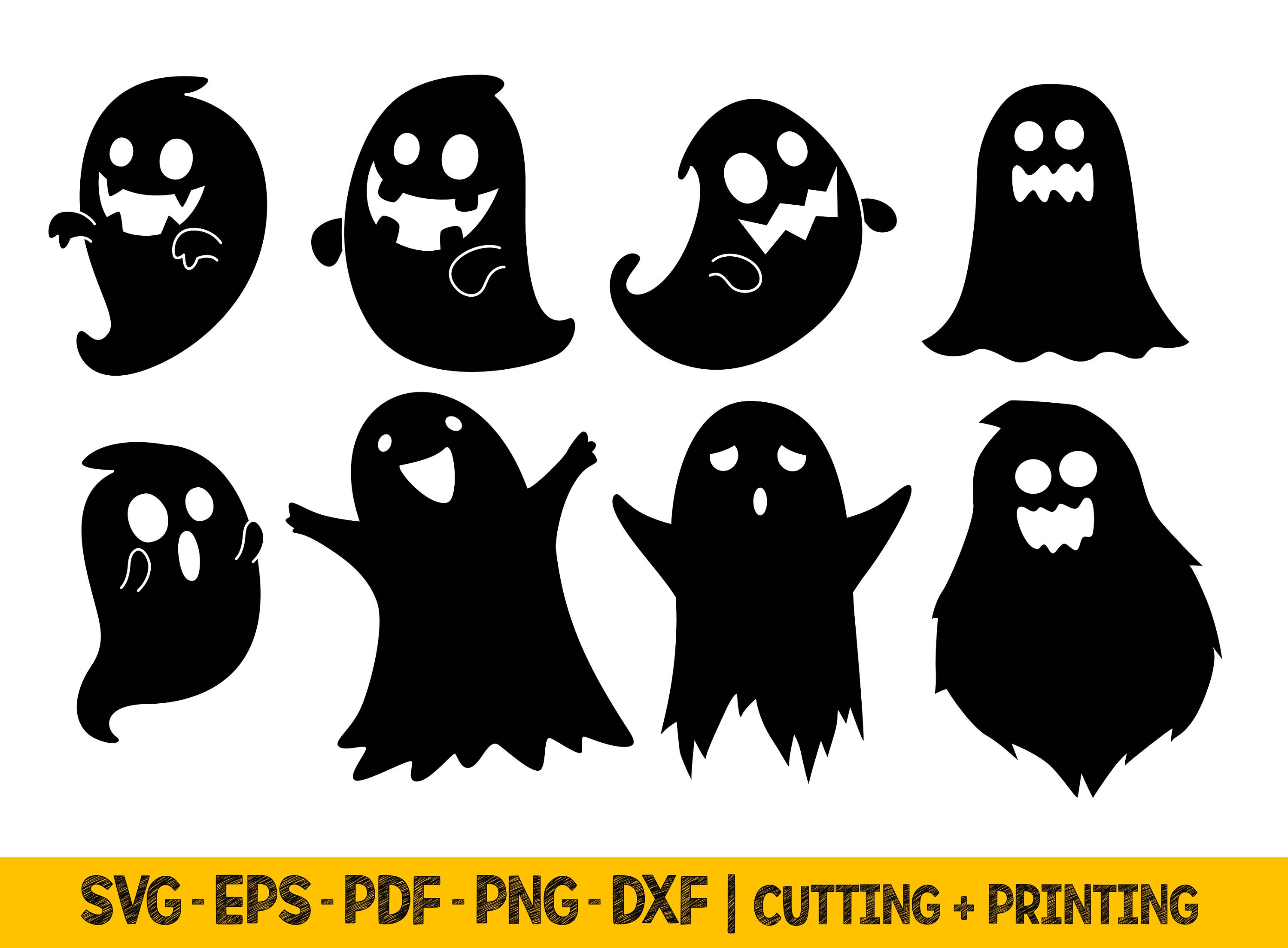 Cute Ghost Svg Bundle, Ghost Clipart Svg Files, Funny Halloween Svg for ...