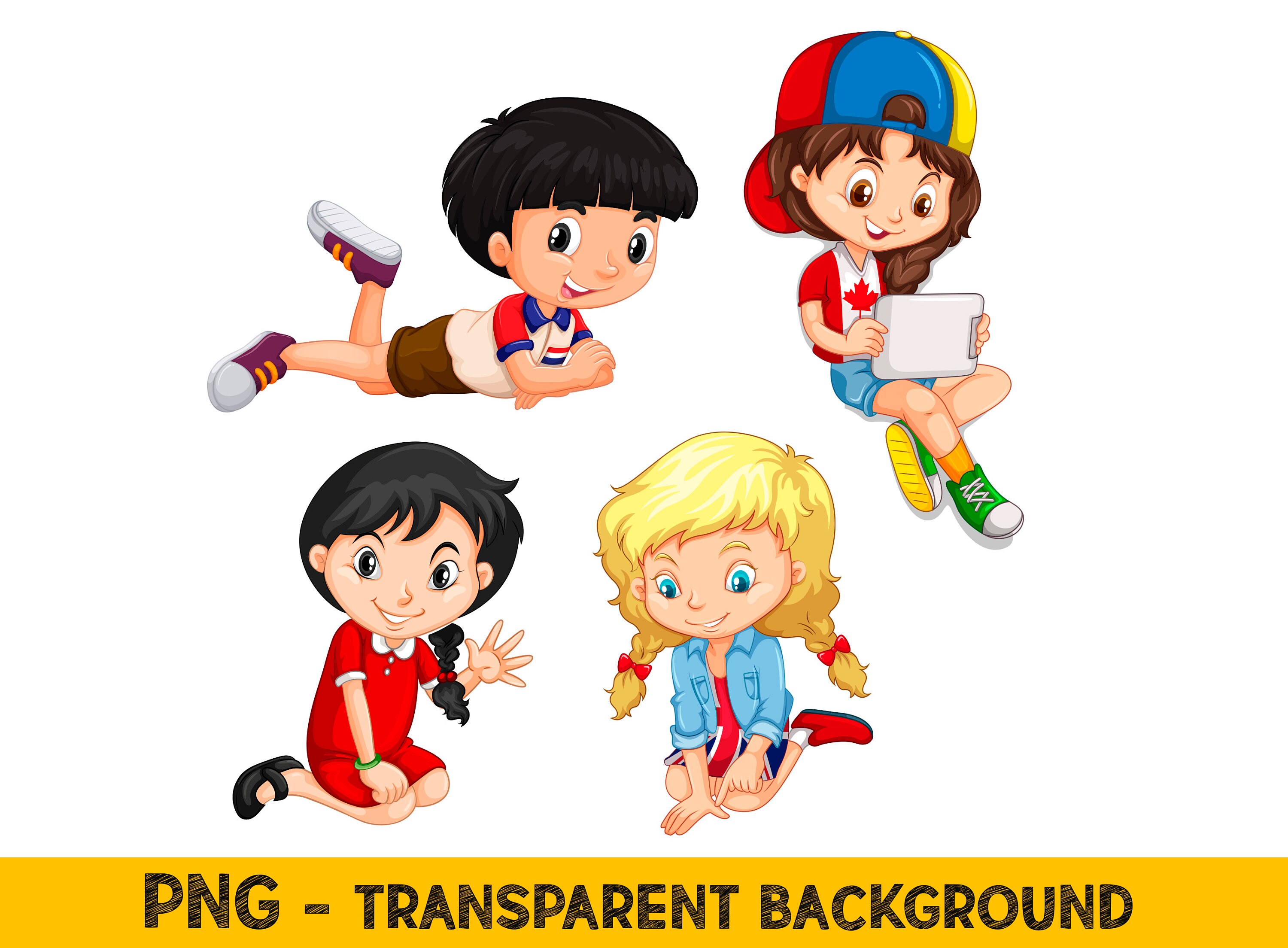 Kids Clipart Png Designs, Children Clipart Png Files, Multicultural ...