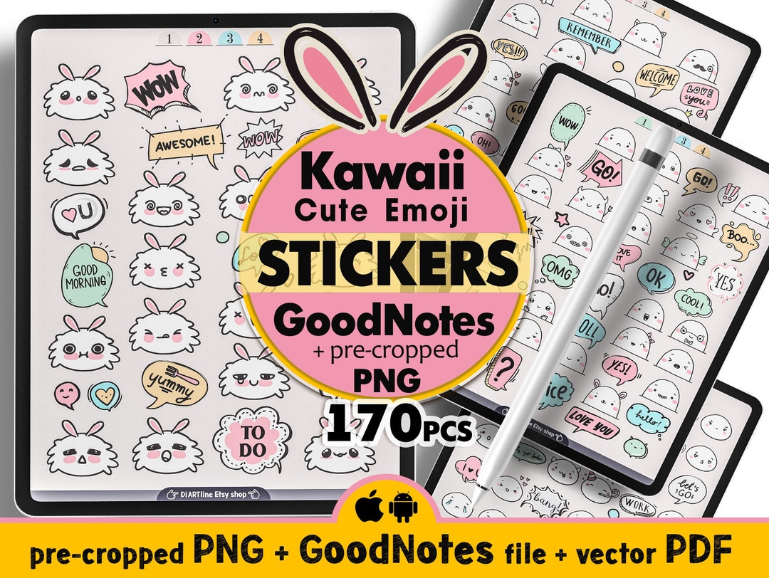 Kawaii Planner Stickers Pack Digital, Cute Kawaii Stickers Goodnotes ...