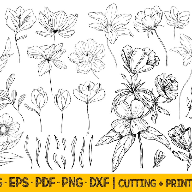 Hand Drawn Flower Svg - Etsy