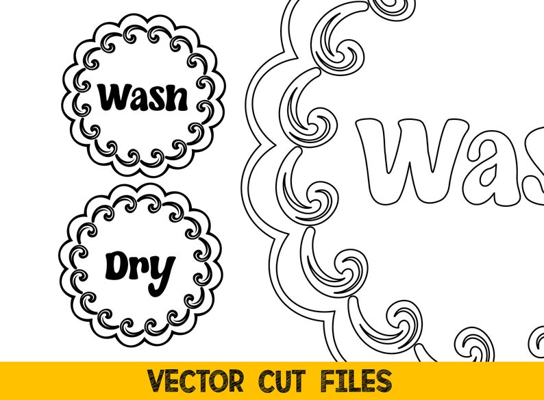 Laundry Room Decor Svg Files for Cricut, Wash and Dry Decals in Circle ...