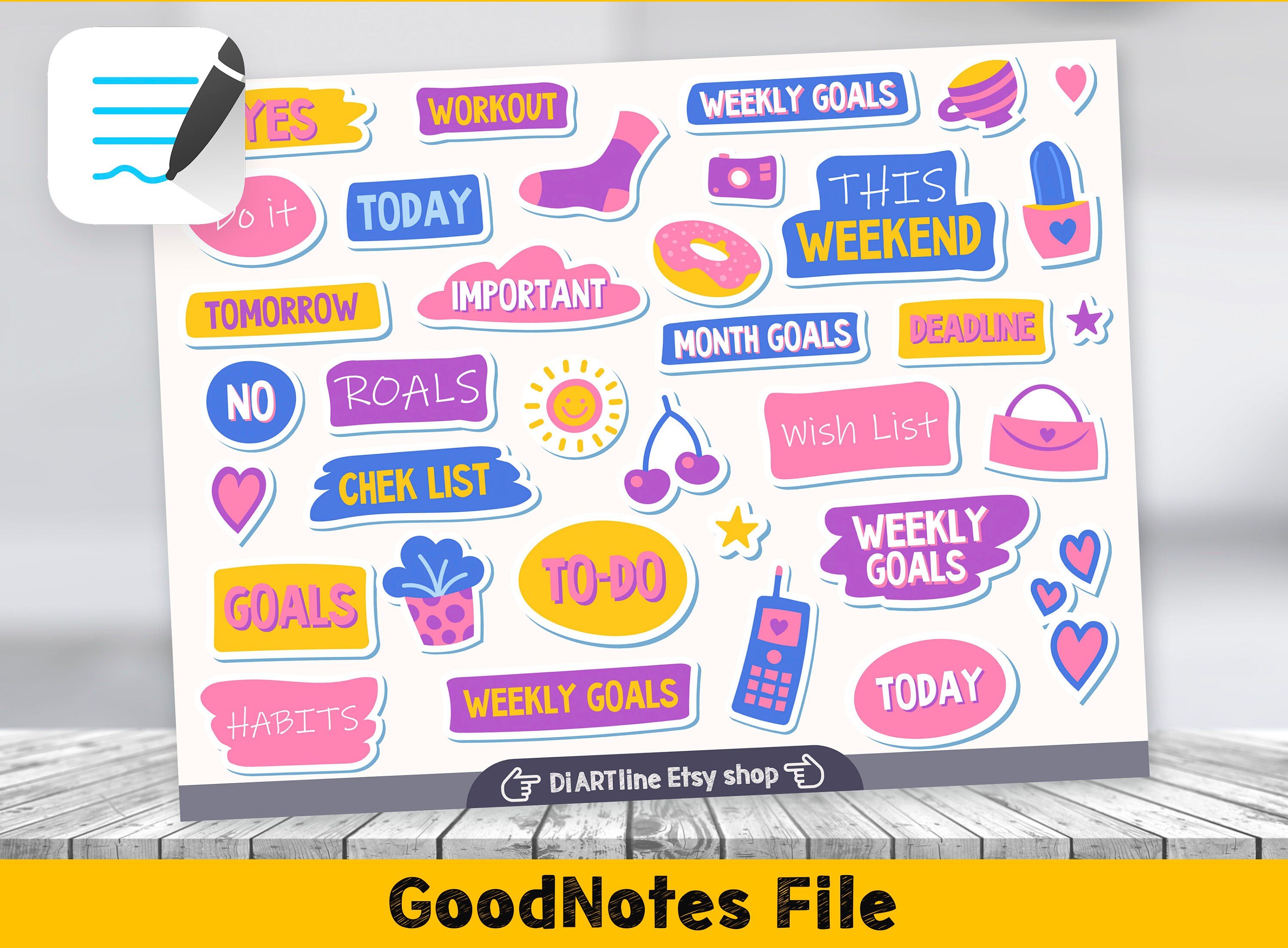 Digital Stickers for Goodnotes Png, Svg Cut Files, Planner Stickers ...