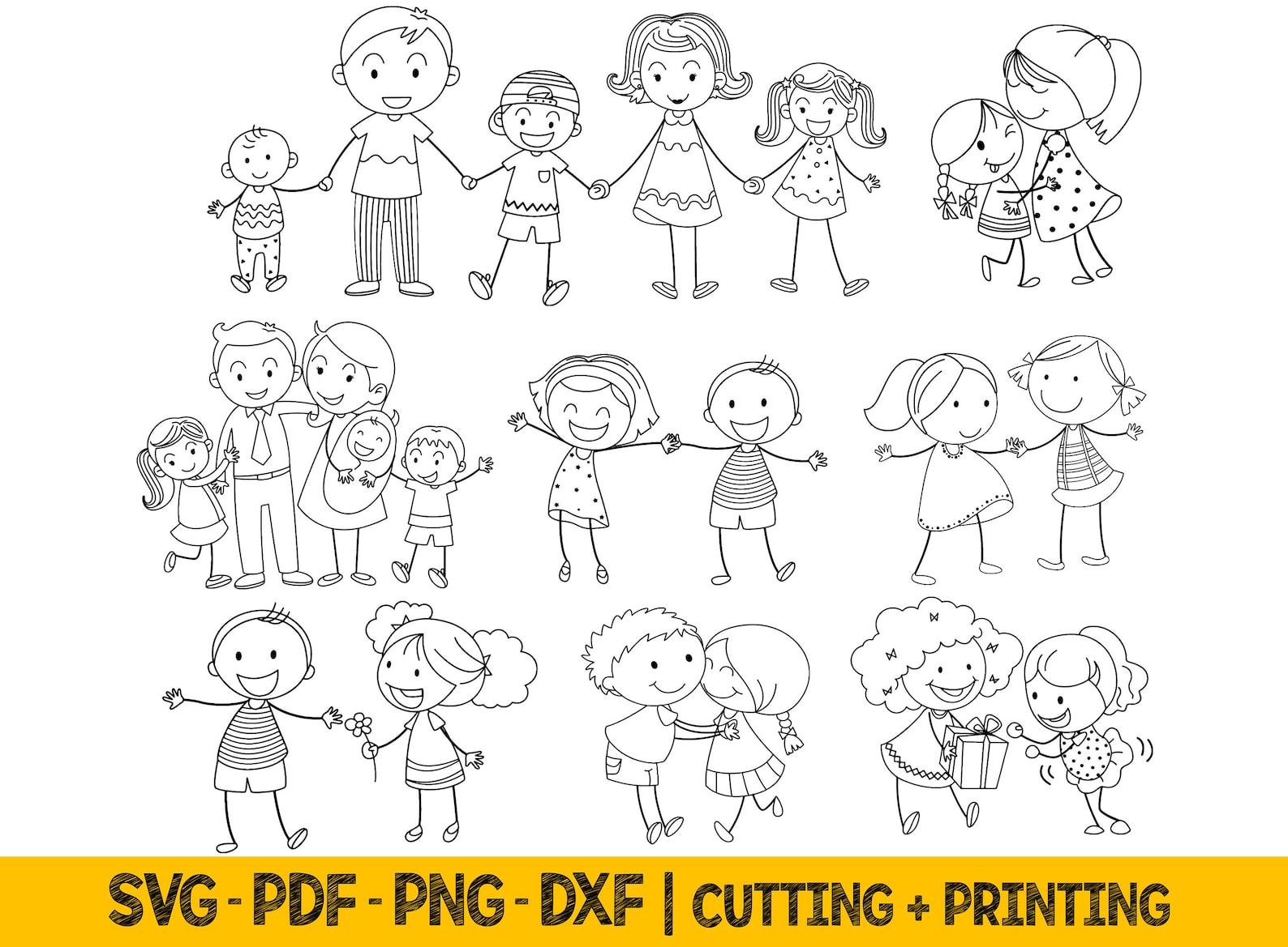 Family Svg Files for Cricut, Kids Svg Designs, Children Silhouette Svg ...
