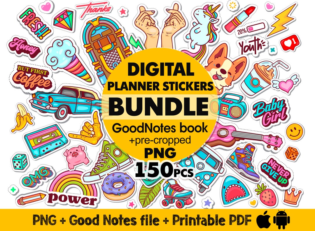 Digital Planner Stickers Goodnotes Precropped Png, Digital Cute ...