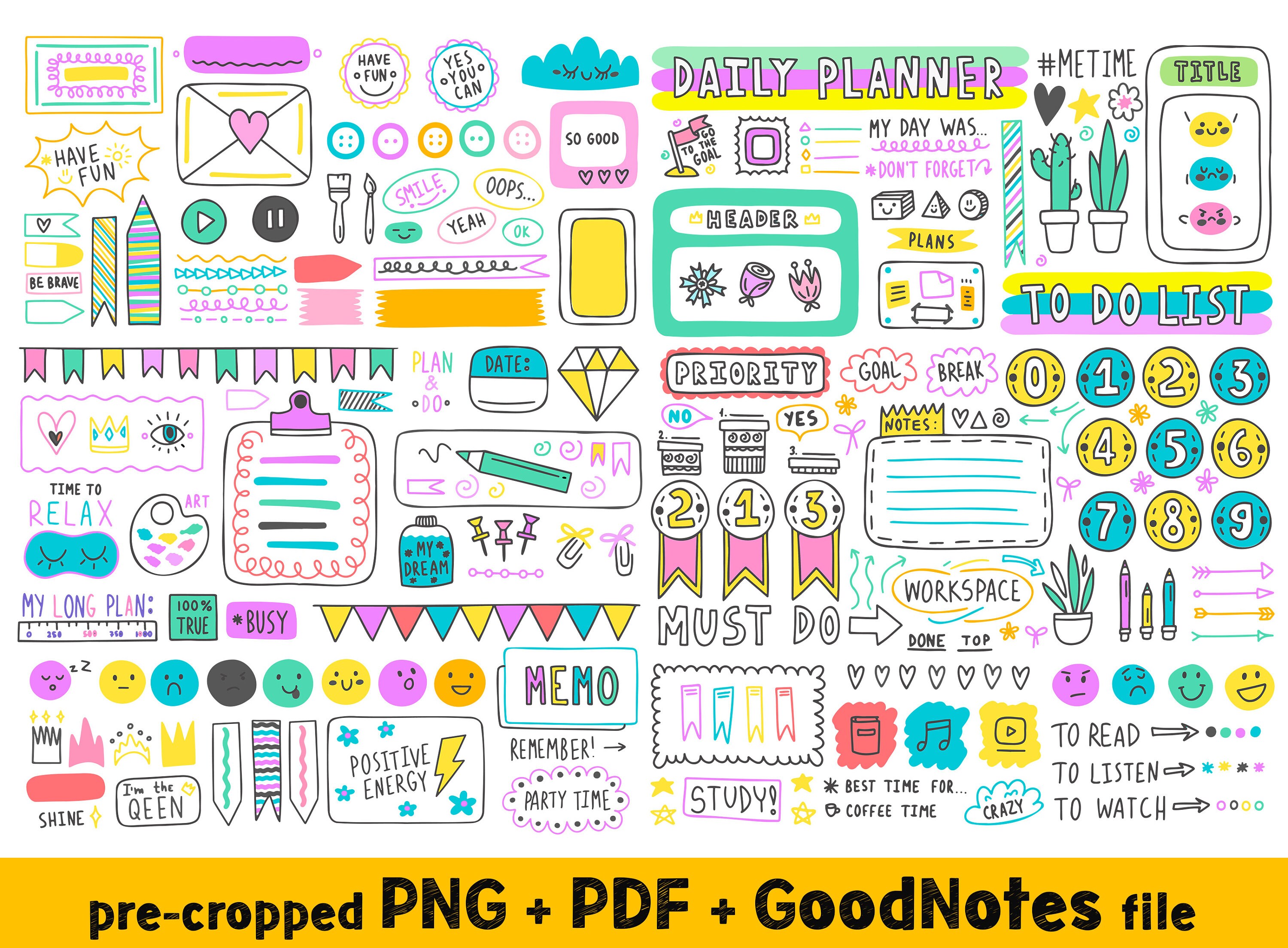 Cute Stickers Digital Sticker Book, Goodnotes Stickers Everyday Digital ...