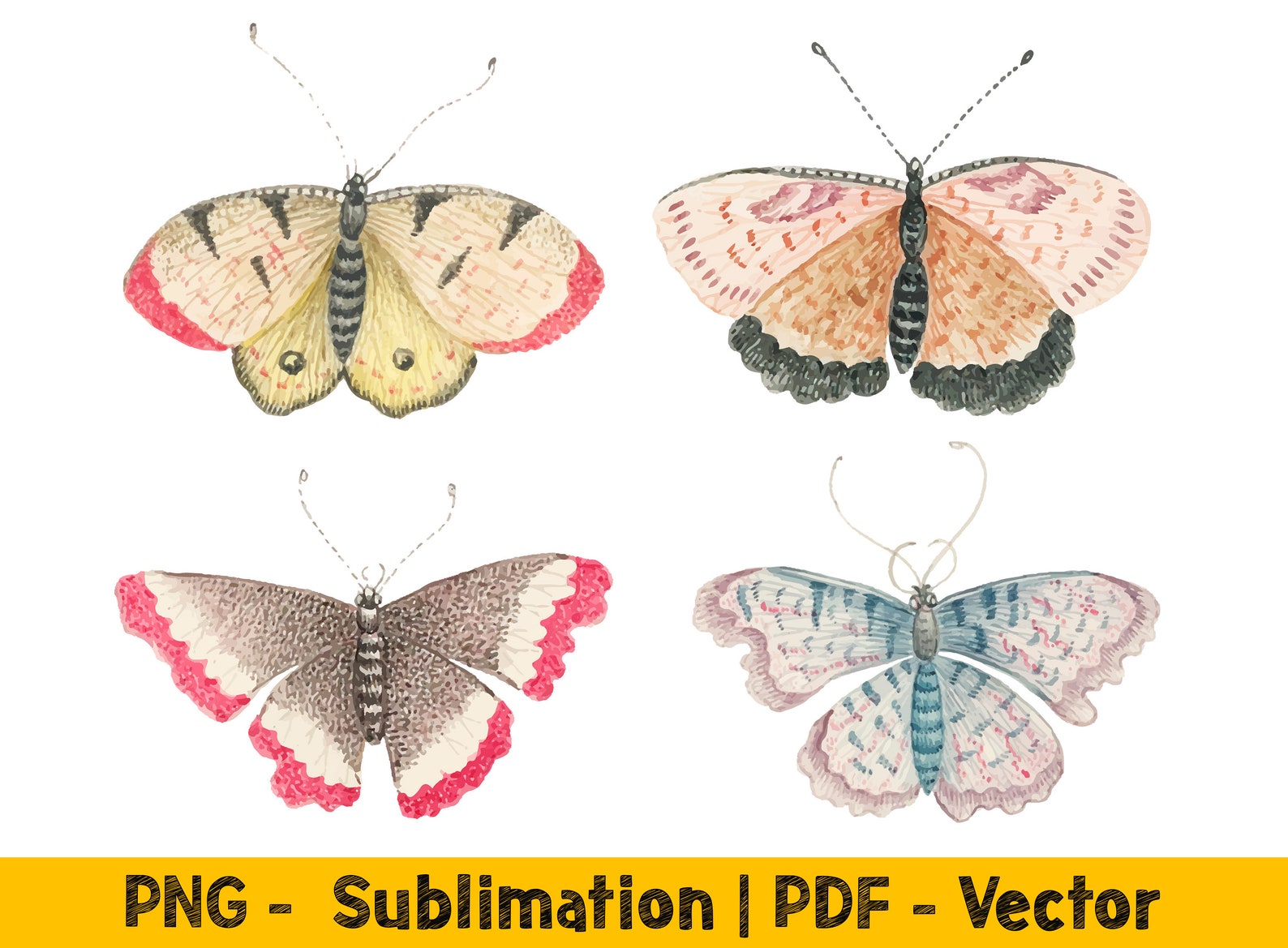 Watercolor Butterfly Clipart Vintage Butterflies Png Vintage - Etsy