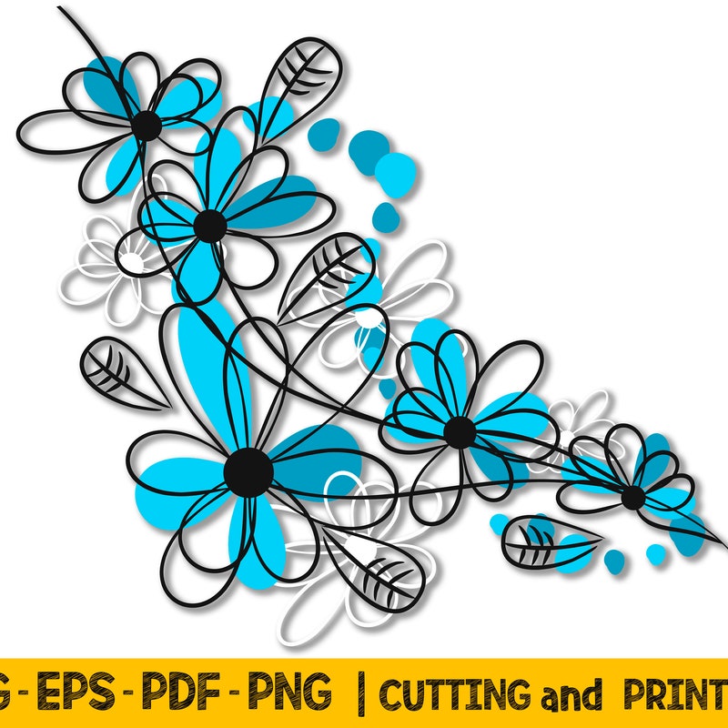 Scribble Flower Art - Etsy