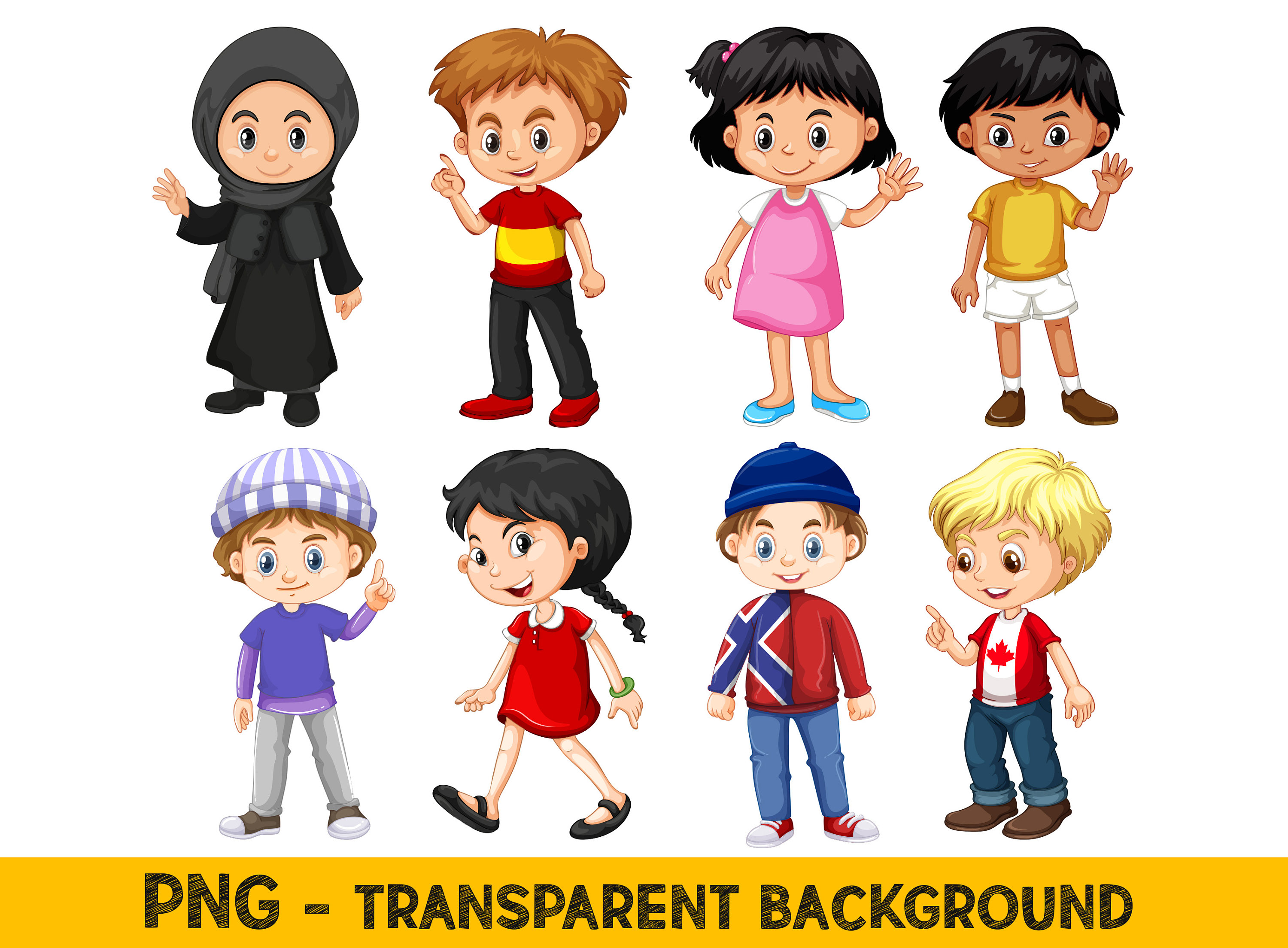 Kids Clipart Png Designs, Children Clipart Png Files, Multicultural ...