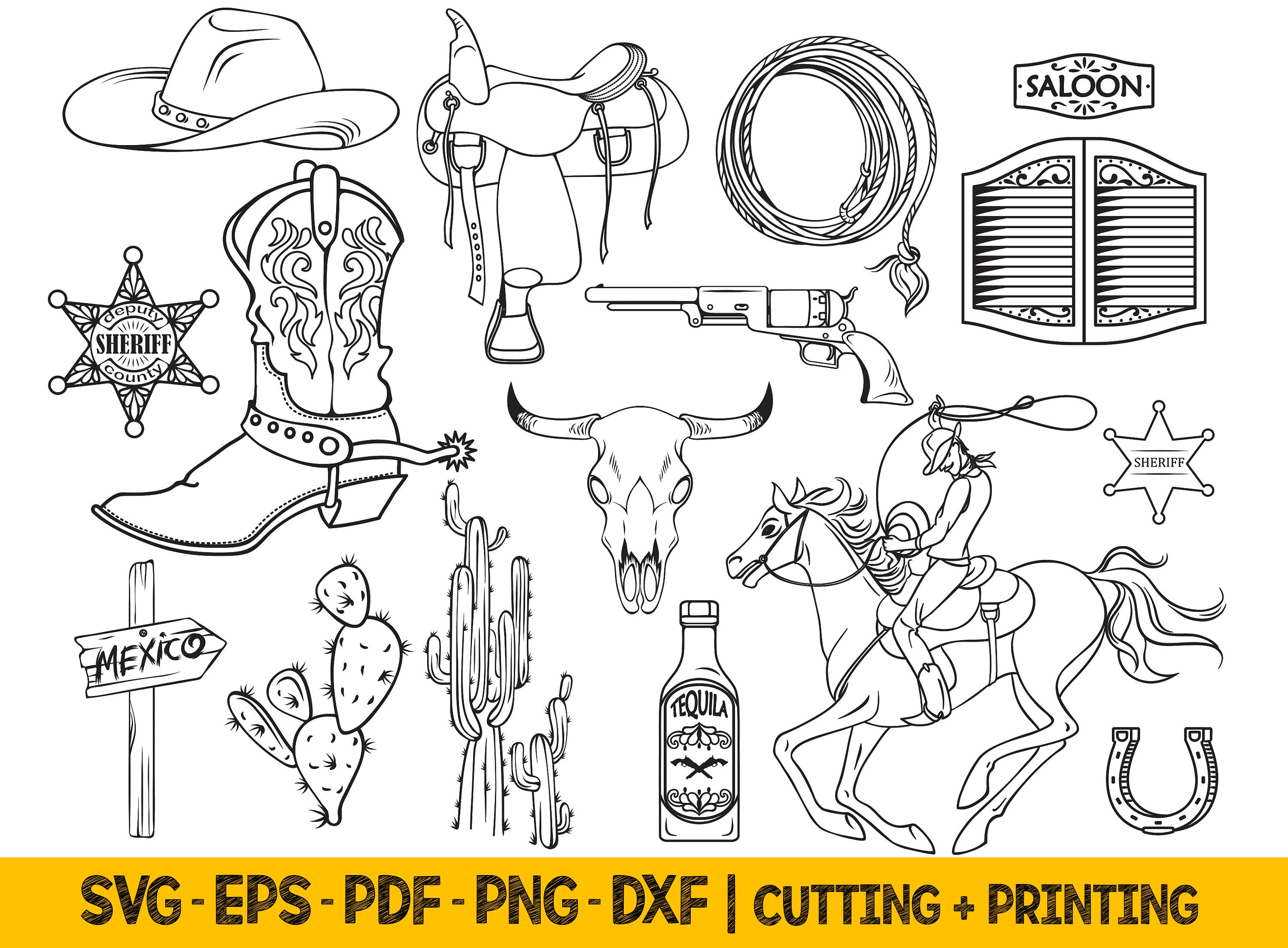 Western Svg Designs Vector Files, Cowboy Svg Bundle, Country Svg Files ...