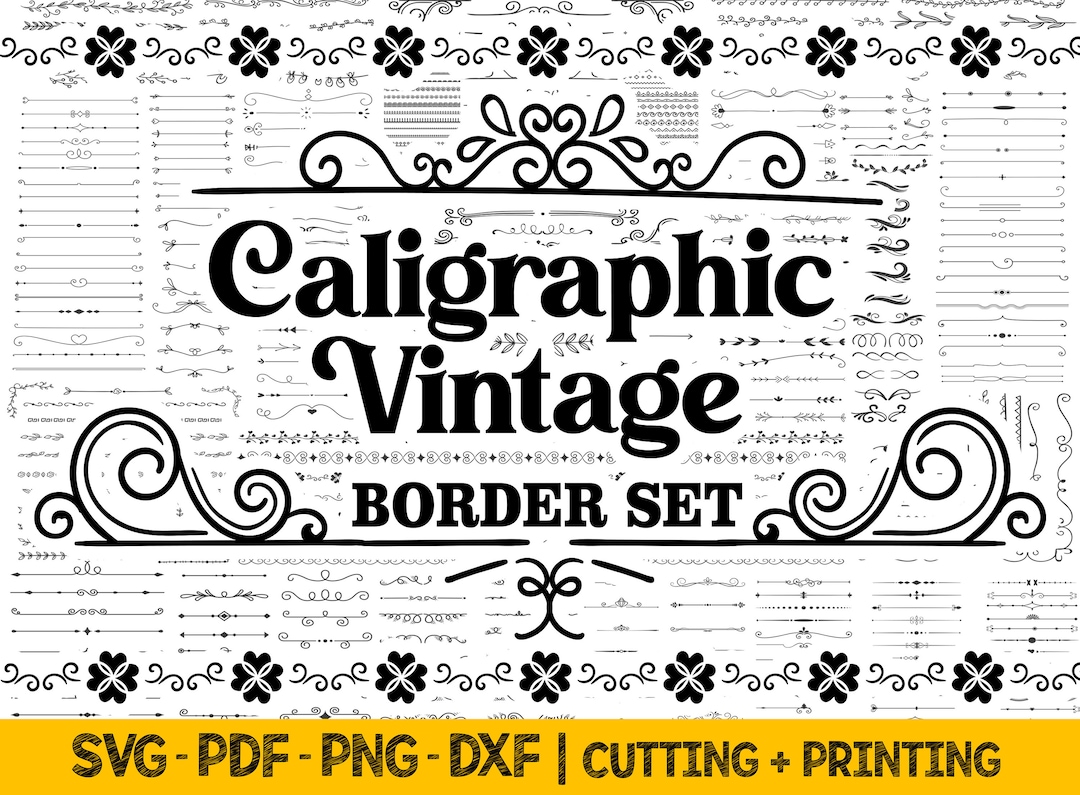 Vintage Border Svg Files for Cricut 350 Pcs. Vintage Clipart Png and ...