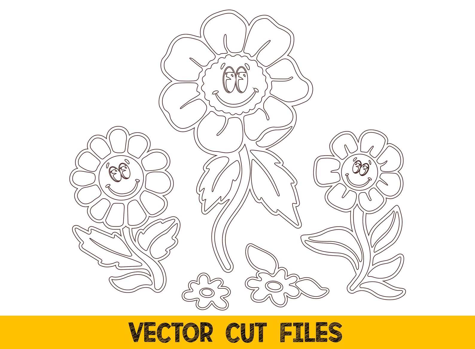Retro Daisy Smiley Face Svg Files for Cricut, Retro Flower Svg ...