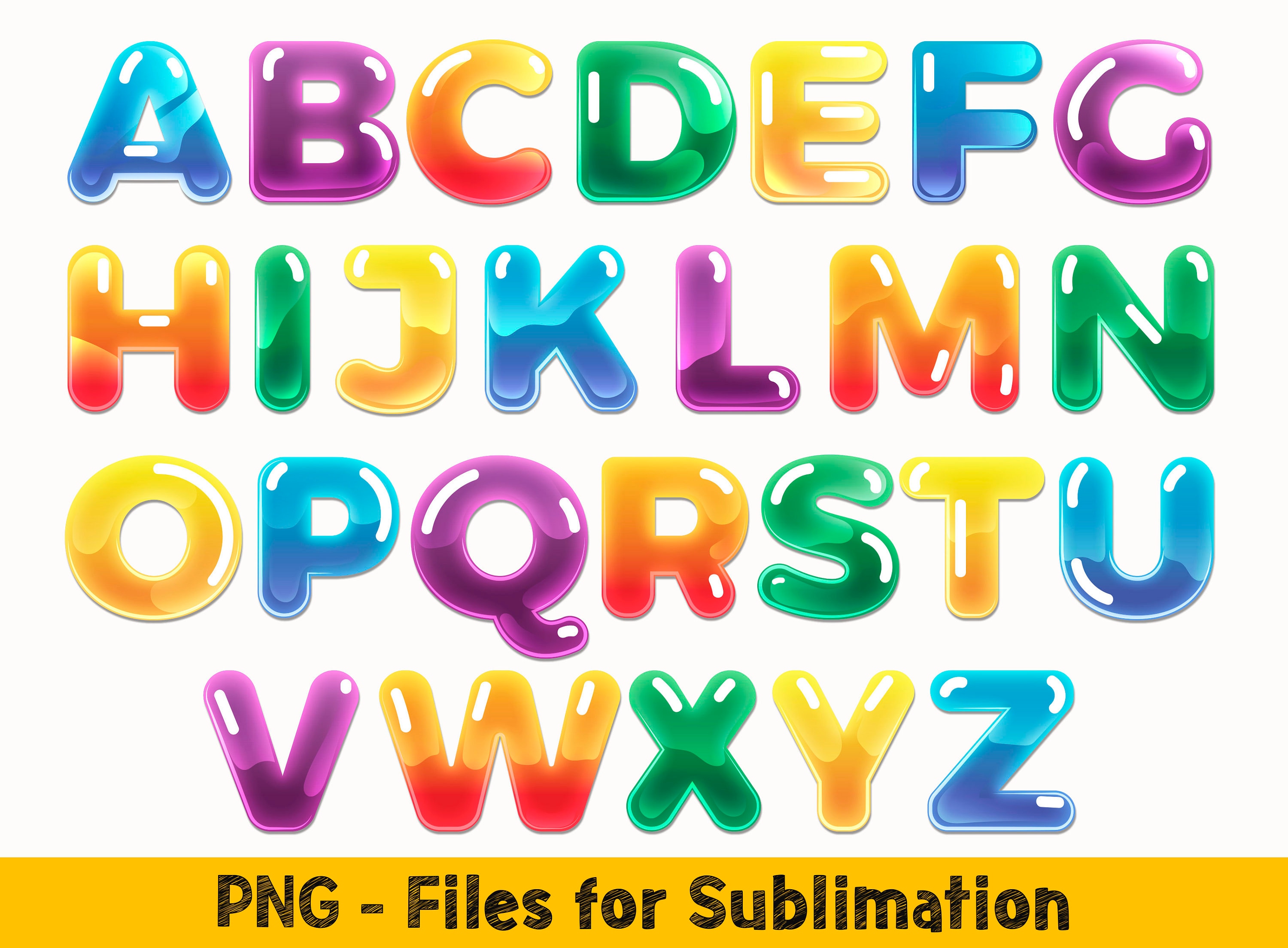 Colorful Alphabet Png Bundle, Doodle Letters Png Files, Colorful Font ...