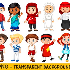 Kids Clipart Png Designs, Children Clipart Png Files, Multicultural ...
