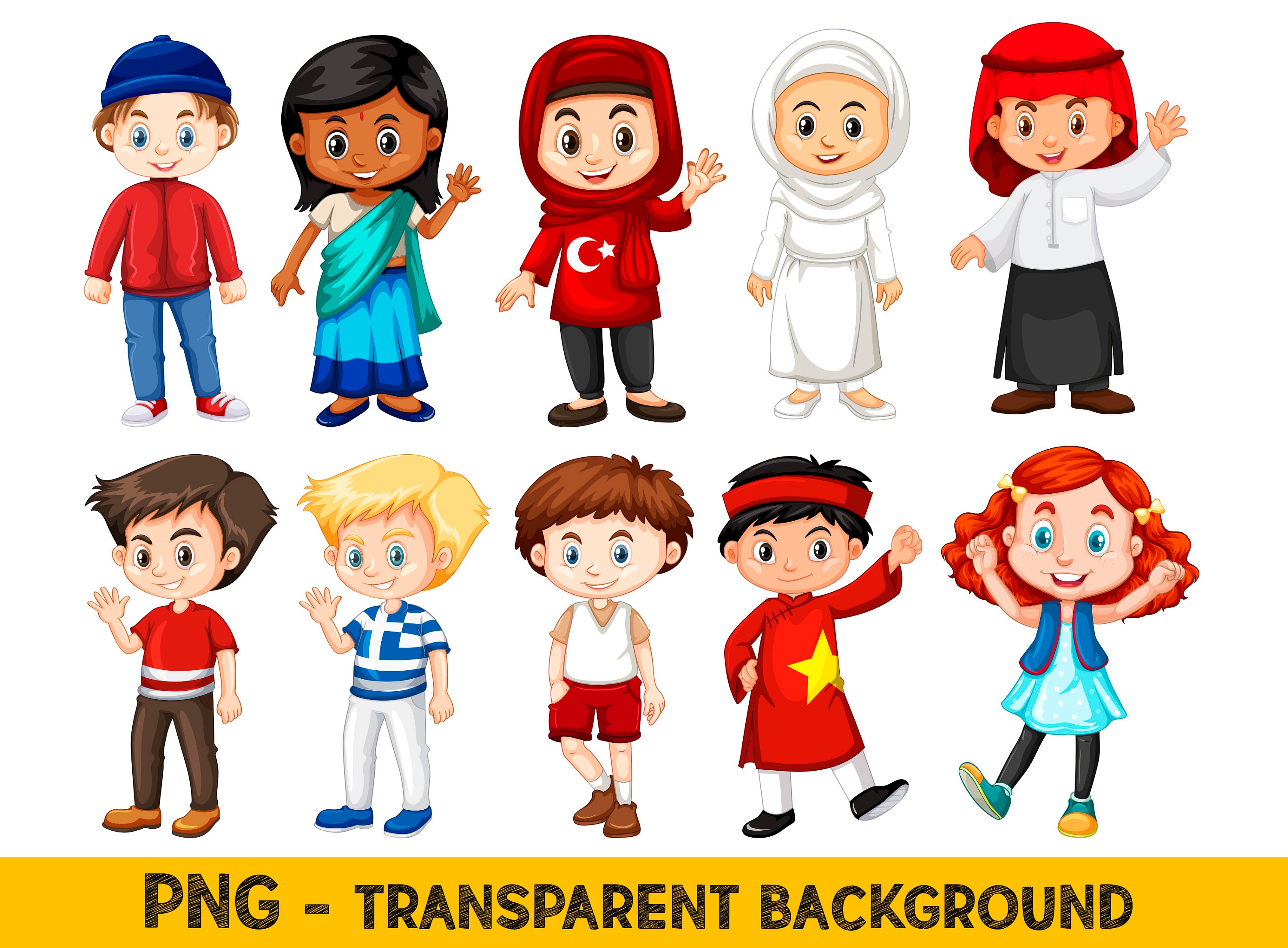 Kids Clipart Png Designs, Children Clipart Png Files, Multicultural ...