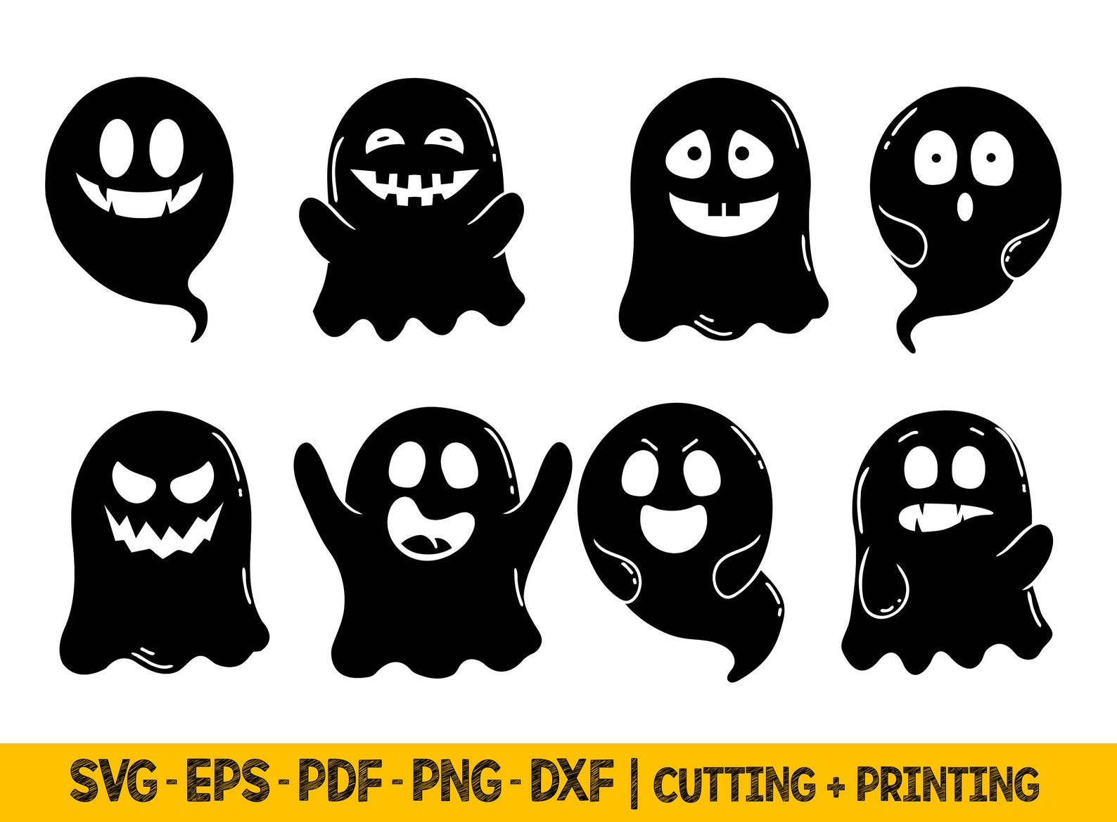 Cute Ghost Svg Bundle Ghost Clipart Svg Files Funny - Etsy