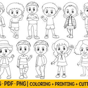 Coloring Kids Clipart Png, Hand Drawn Coloring Page, Kids Svg Outline ...