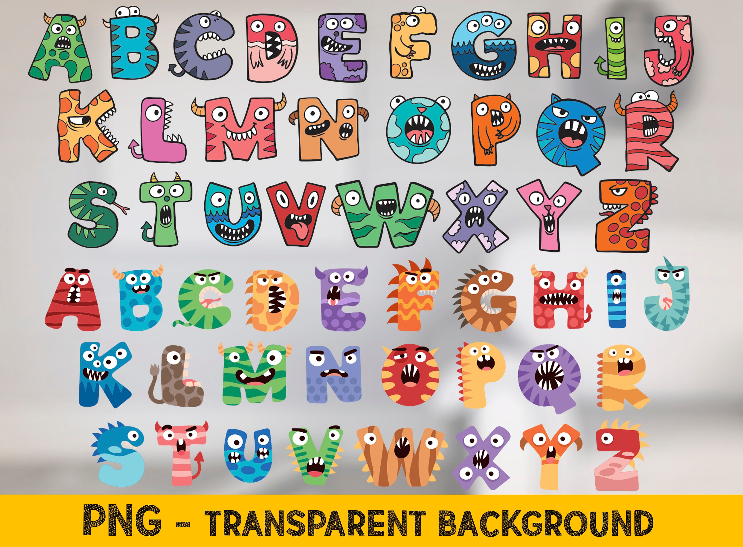 Digital Alphabet Clipart, Alphabet Letters, Halloween Fonts Sublimation ...
