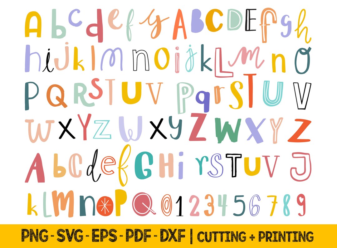 Doodle Letters Png, Letters Svg Fonts for Cricut Cutting Files, Svg ...