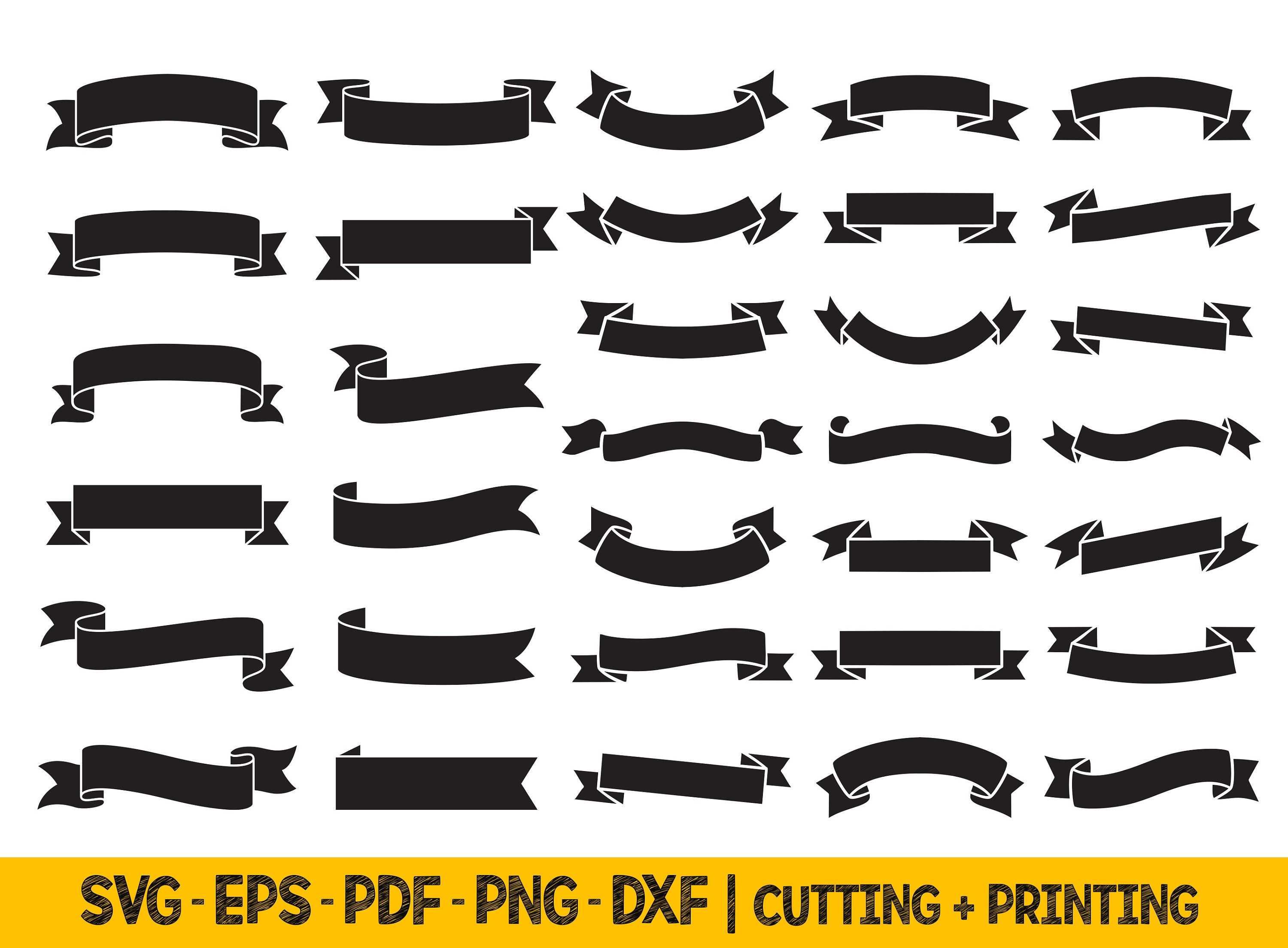 Banner SVG Cut Files: Ribbon Template Bundle (digital Download) - Etsy