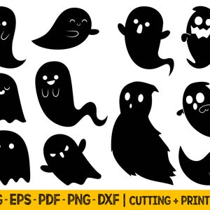 Cute Ghost Svg Bundle, Ghost Clipart Svg Files, Funny Halloween Svg for ...