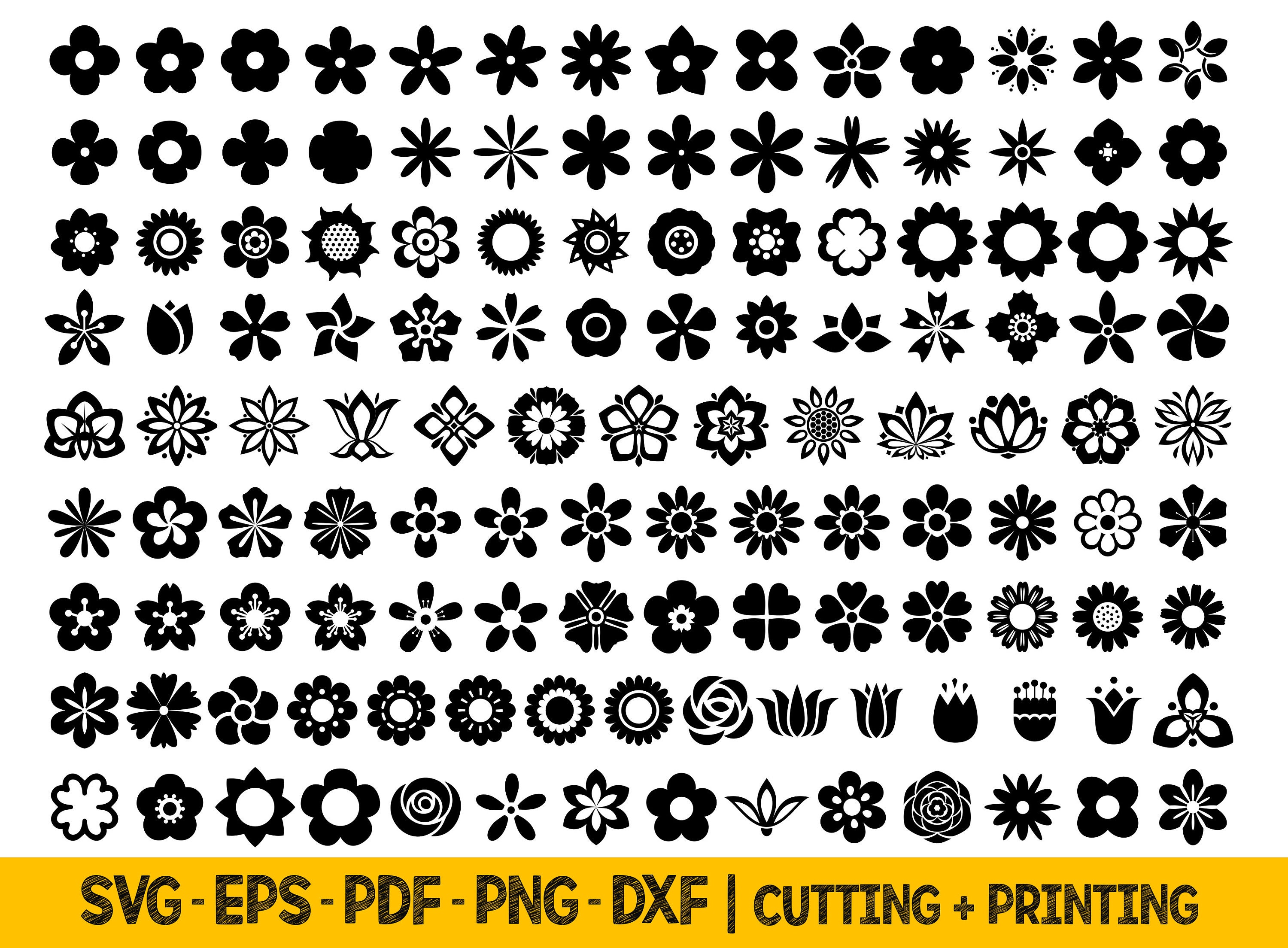 Simple Flower Svg Bundle, Daisy Svg Cut File, Boho Flowers Svg Files ...