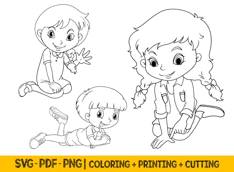 Coloring Kids Clipart Png, Hand Drawn Coloring Page, Kids Svg Outline ...