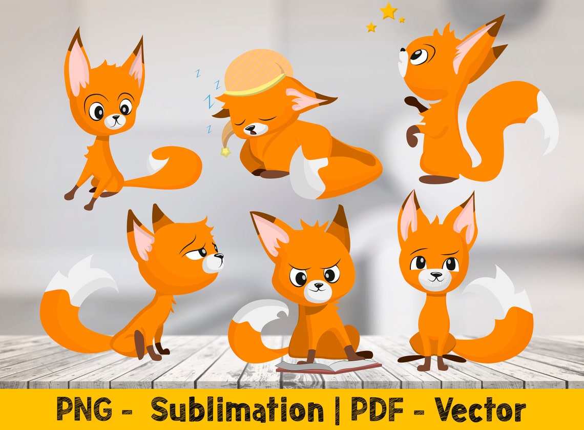 Baby Fox Png Designs Cute Fox Clipart Cartoon Fox Png Files - Etsy