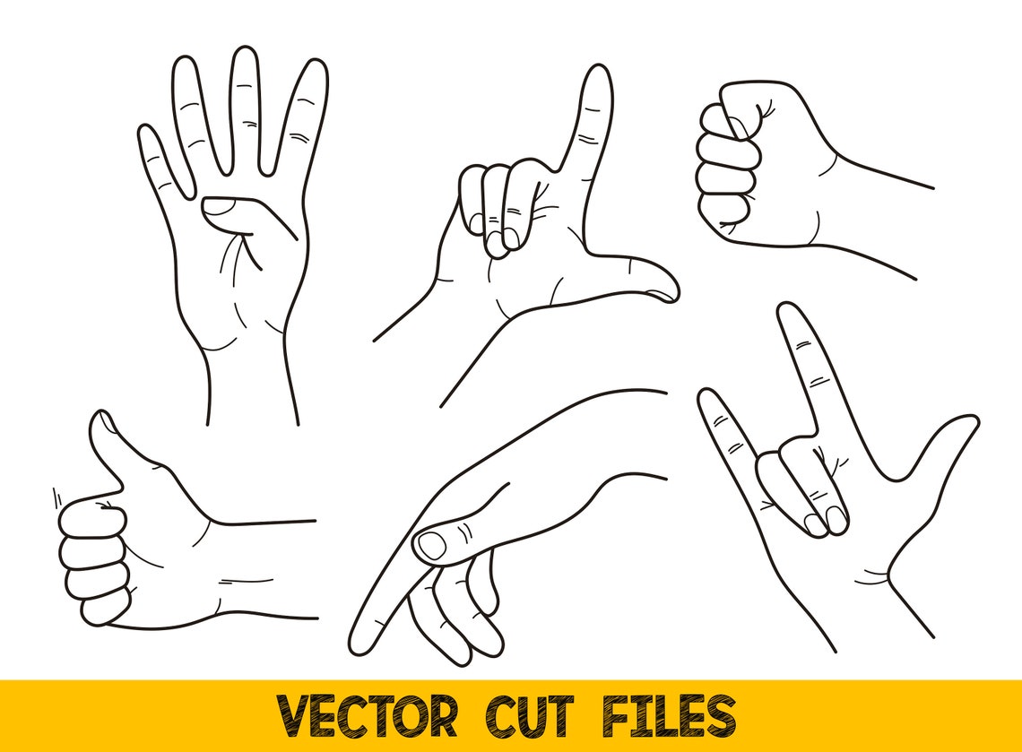 Hands Svg Files for Cricut, Hand Svg Cricut Bundle, Hand Signs Svg for ...