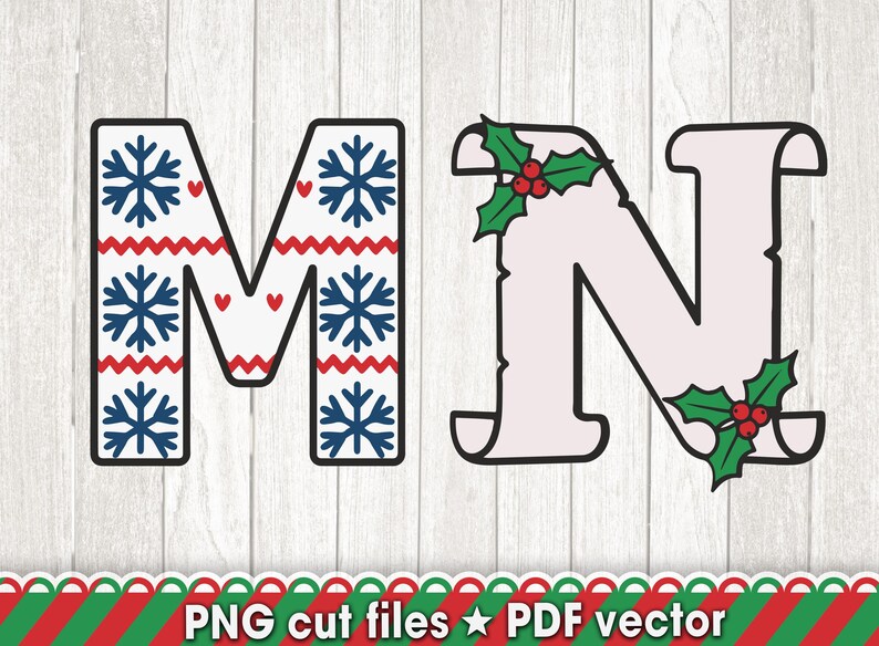 Christmas Alphabet Png Clipart Bundle, Sublimation Letters Set, Holiday ...