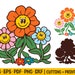 Retro Daisy Smiley Face Svg Files for Cricut, Retro Flower Svg ...